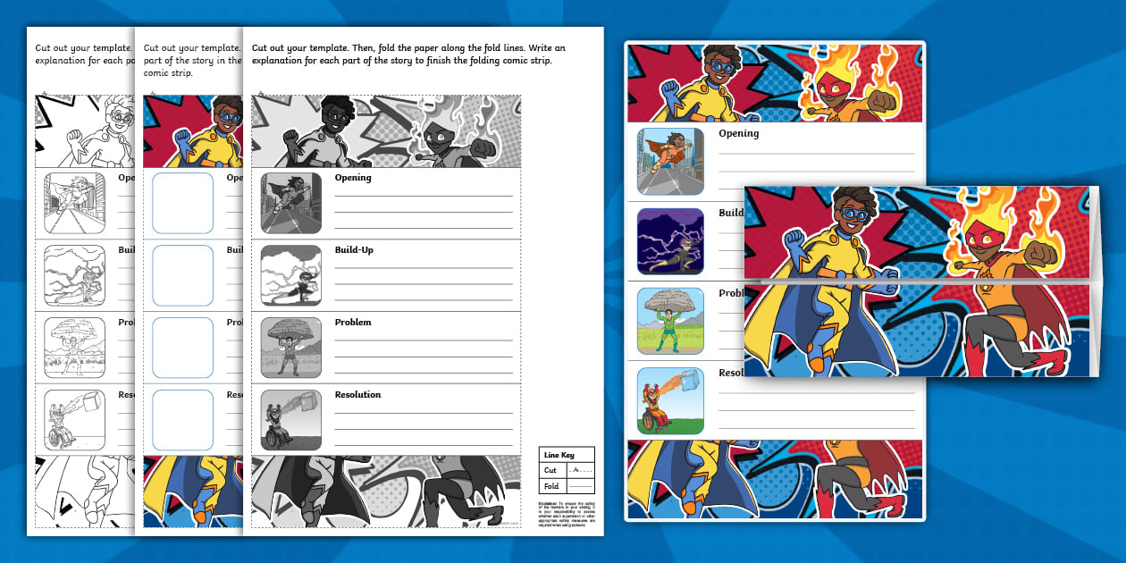 Superhero Folding Comic Strip Template (teacher made)