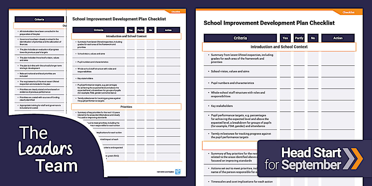 School Development Plan SIDP Checklist (teacher made)