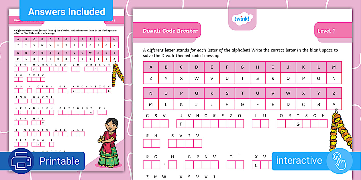 Diwali Secret Code Breaking Puzzle - Level 1 Difficulty