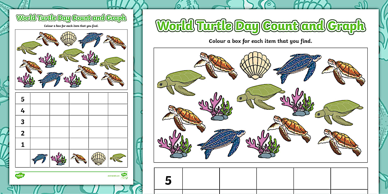 👉 Turtle Graph Counting Worksheet (teacher made) - Twinkl