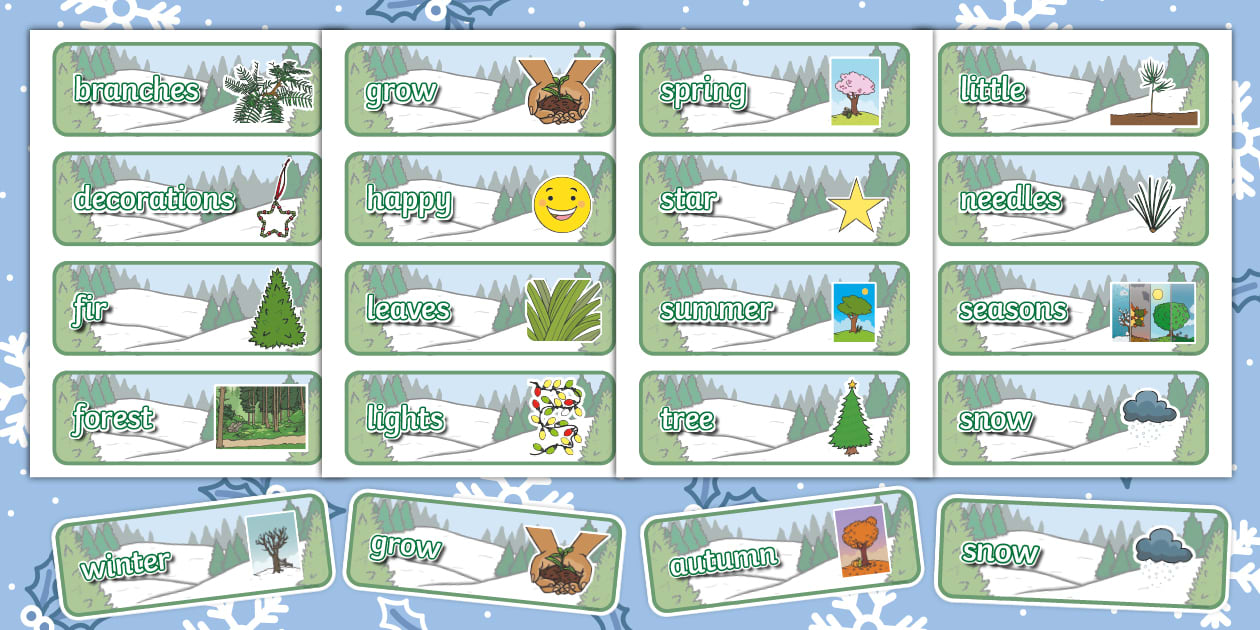 Fir Tree Themed Word Cards - Twinkl Display (teacher made)