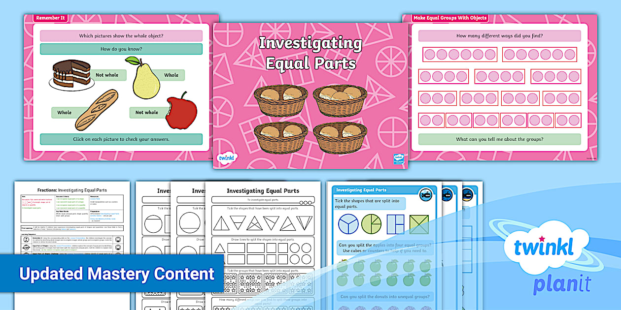 👉 Y2 Fractions Find Equal Parts PlanIt Maths Lesson 1