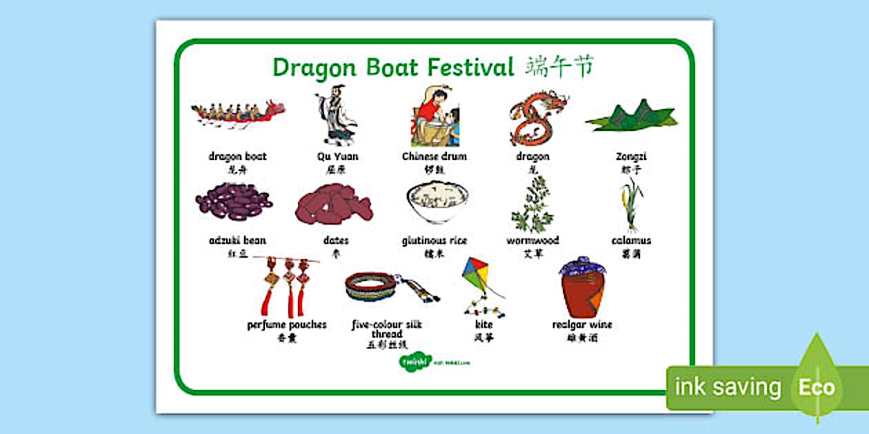 Editable Dragon Boat Festival Word Mat - English/Mandarin chinese