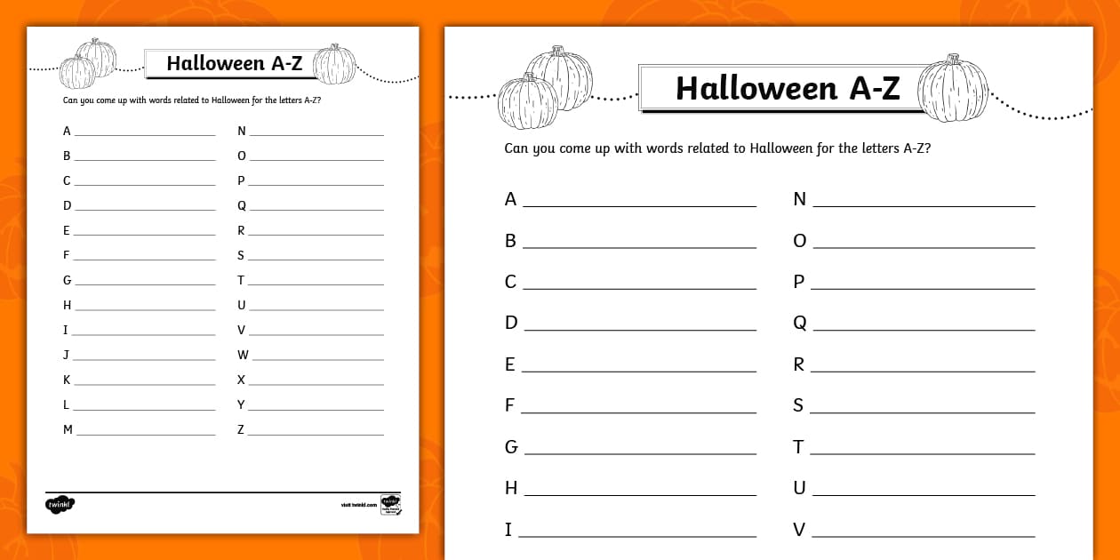 Halloween A-Z Worksheet for 3rd-5th Grade (teacher made)