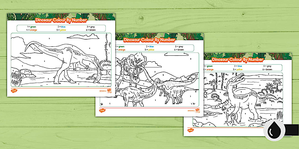 Dinosaur Colour by Number Activities - Twinkl