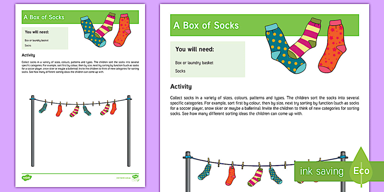 SA A Box of Socks Activity (teacher made) - Twinkl