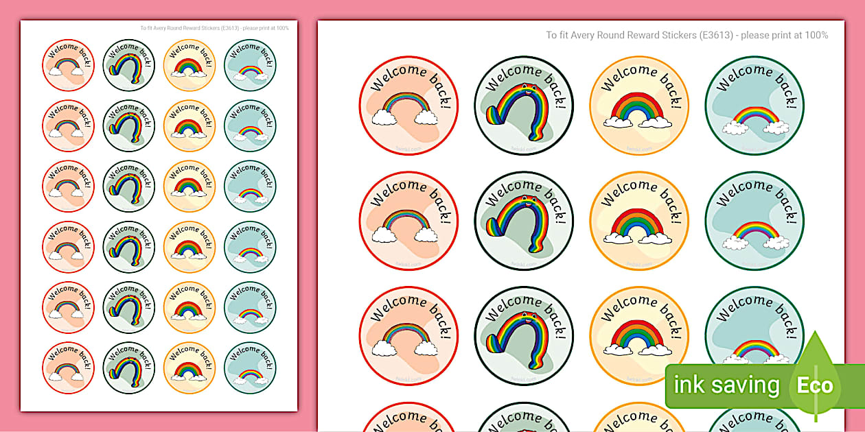Rainbow Welcome Back to School Label Stickers - Twinkl