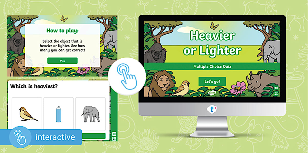 Grade R Mass Heavy and Light Interactive Go! Game - Twinkl