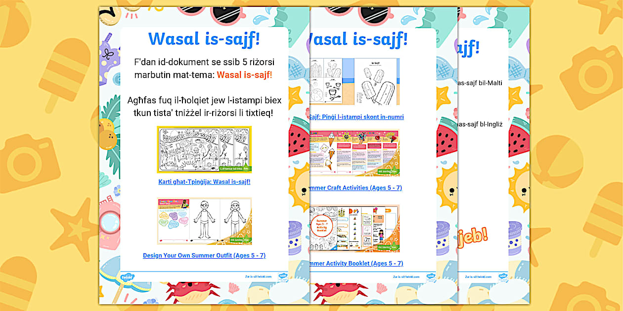 L-Ewwel Ġimgħa: Wasal is-sajf (teacher made) - Twinkl