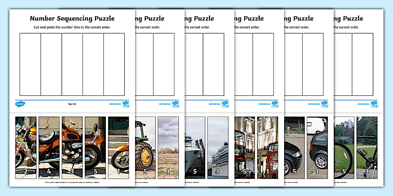 Transport Themed Number Sequencing Photo Puzzles - Twinkl