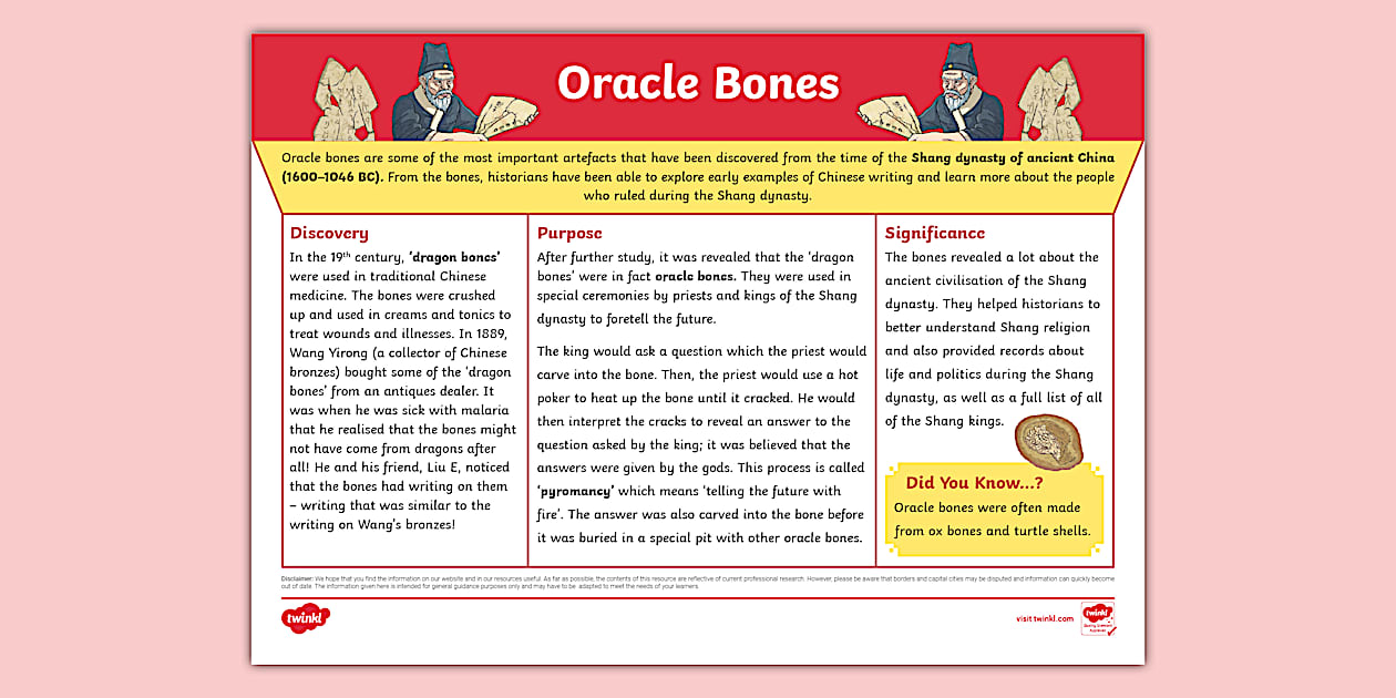 Shang Dynasty Oracle Bones Fact File (Teacher-Made) - Twinkl