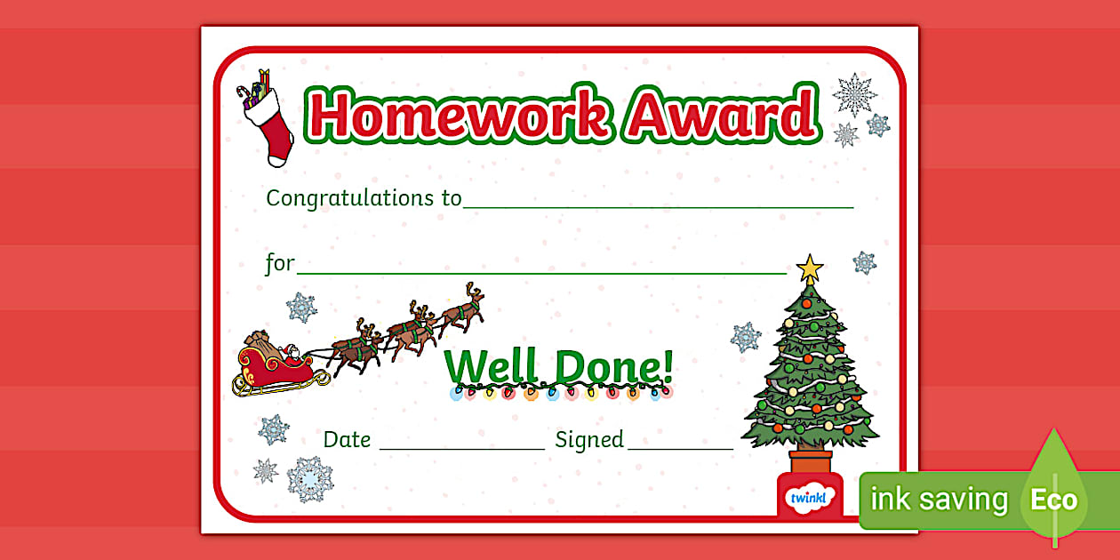 Homework Award A5 Certificate (Hecho por educadores)