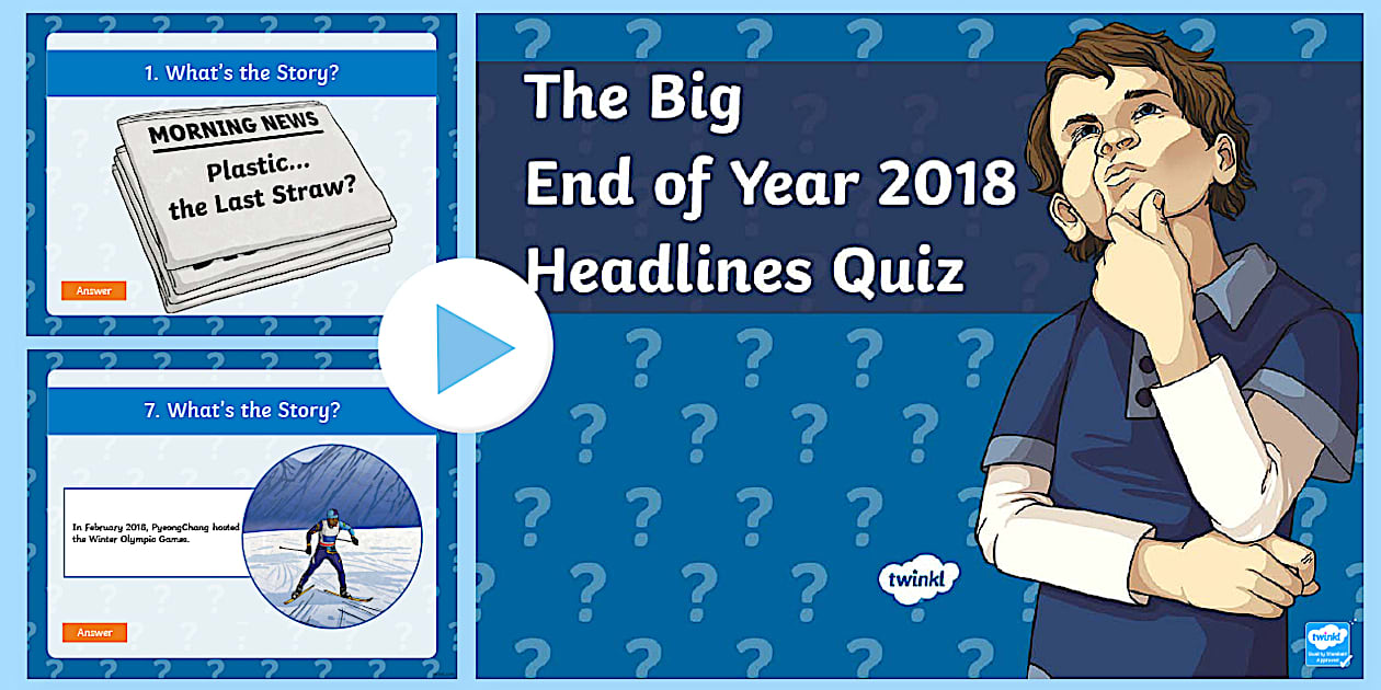 KS2 Summer 2018 End of School Year Headlines Quiz PowerPoint