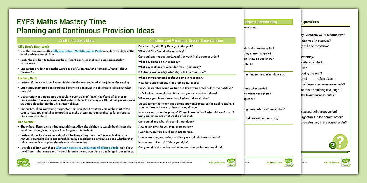 EYFS Maths Mastery: Time Planning & Continuous Provision