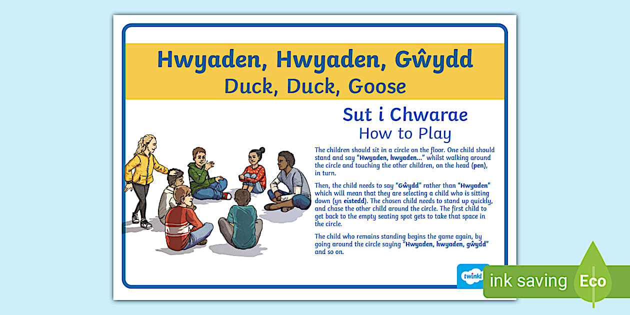 Yard Games: Bilingual Duck Duck Goose Display Poster Welsh/English