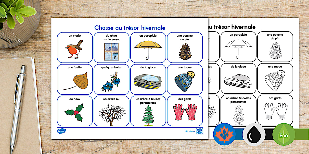 Winter Hunt Checklist French (teacher made) - Twinkl