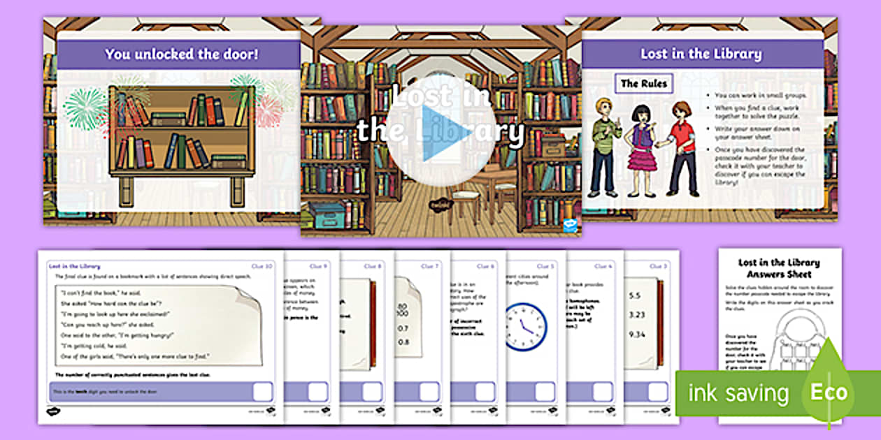 Year 4 Escape the Library Maths and SPaG Game (teacher made)
