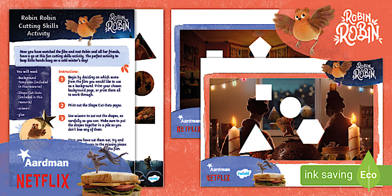 FREE! - Netflix: Robin Robin - 2D Shape Cutting Skills Activity [Ages 5 ...