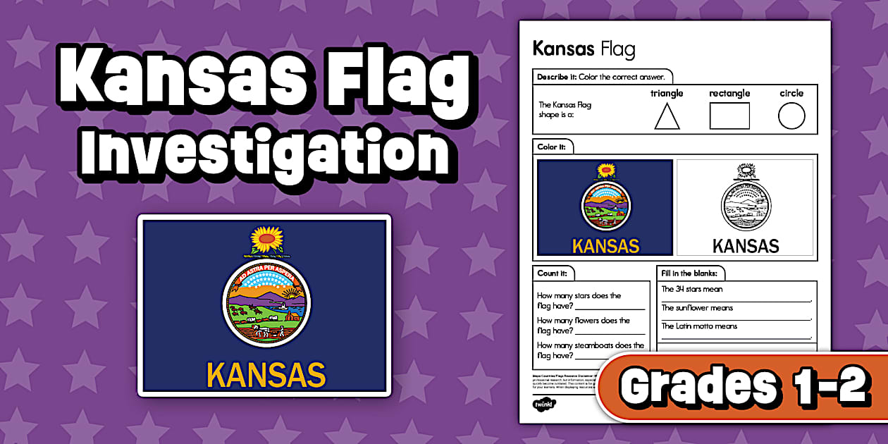 Kansas Flag Investigation Worksheet for 1st-2nd Grade