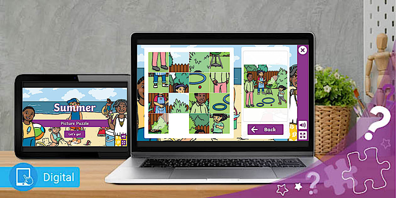 Summer Themed Fun Interactive Picture Slider Puzzle Game