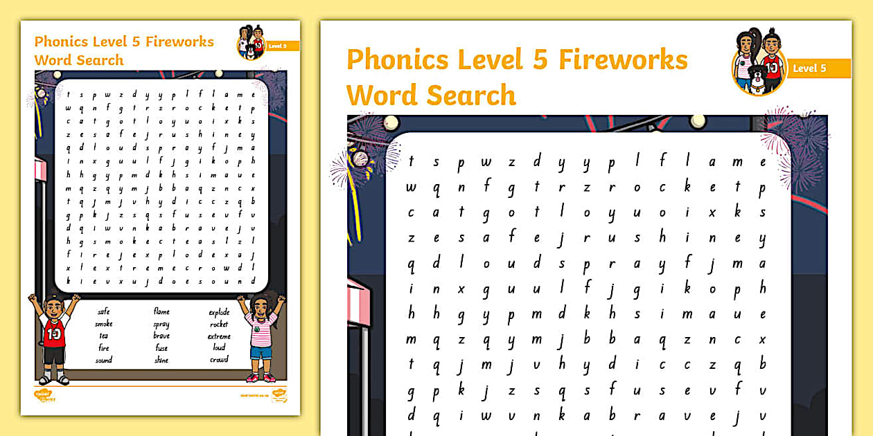 Twinkl Phonics - Level 5 Fireworks Word Search - Twinkl