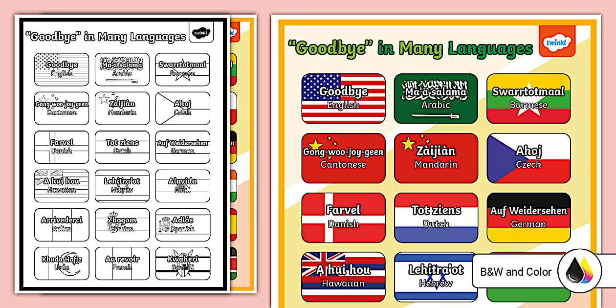 Goodbye in Many Languages Poster (teacher made) - Twinkl