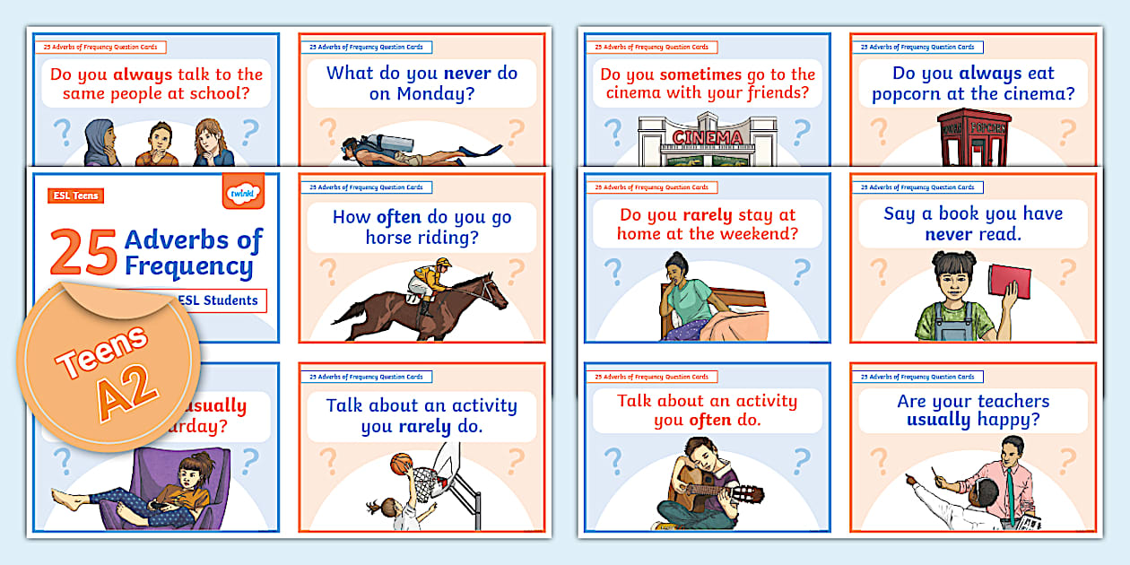ESL Adverbs of Frequency Speaking Cards (teacher made)