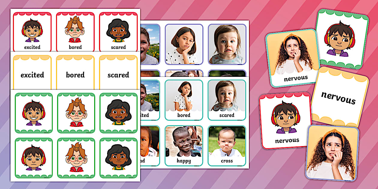 Feelings and Emotions Matching Cards (teacher made) - Twinkl