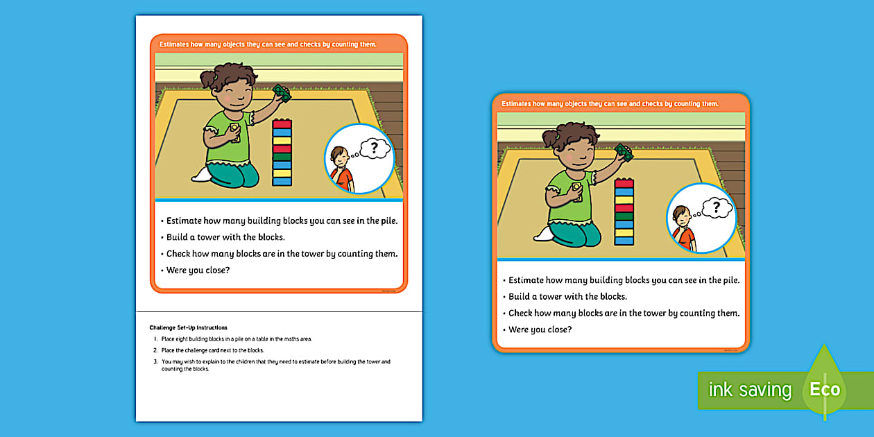 EYFS Maths Estimation and Counting Challenge: Tower Building