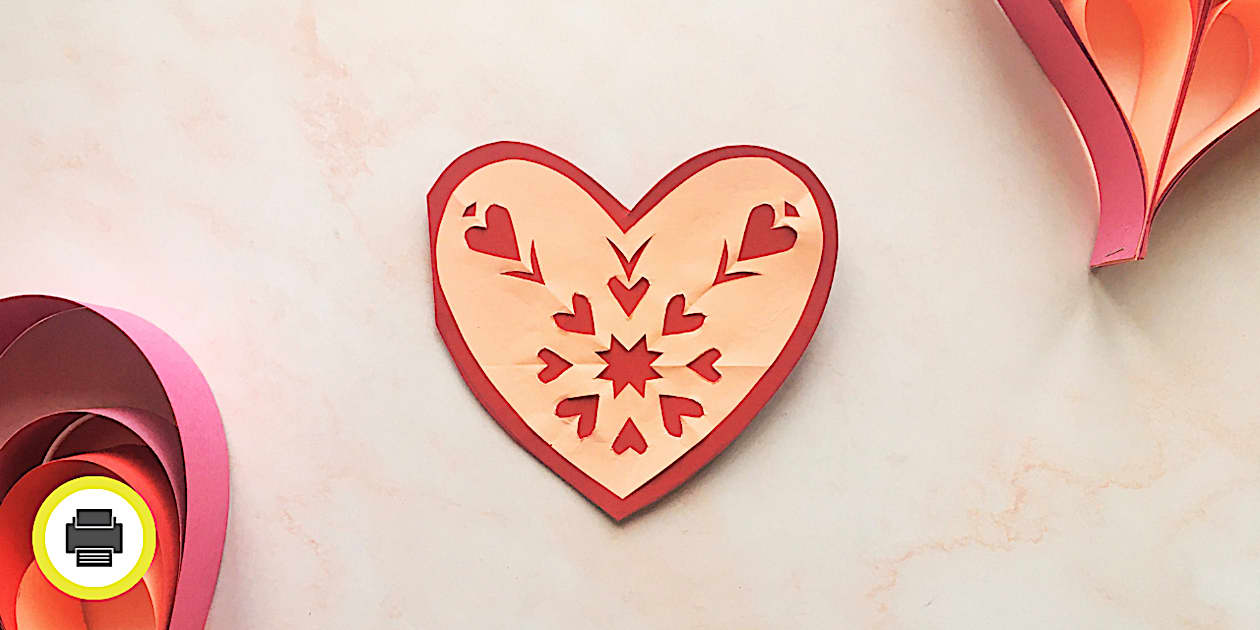 Valentine's Day Card Craft - Paper Craft Heart - Twinkl