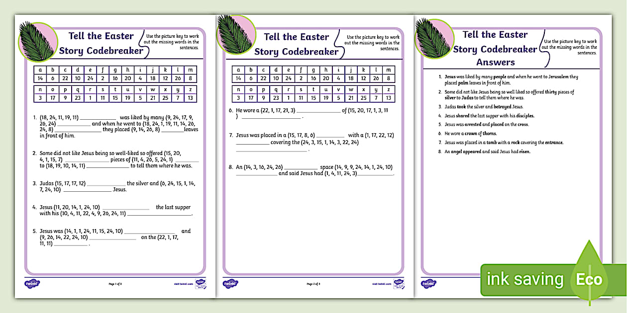 Tell the Easter Story Codebreaker (teacher made) - Twinkl