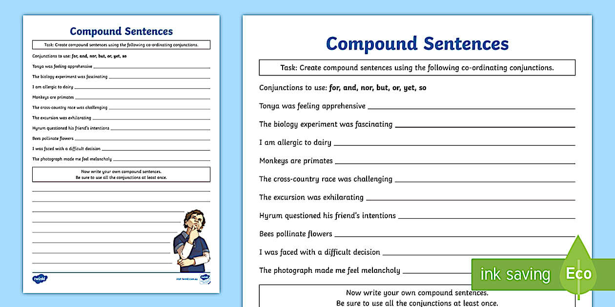 Compound Sentences Worksheet KS2 - Primary Resources