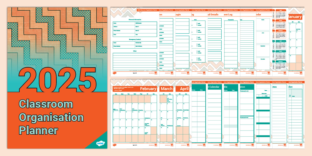 2025 NZ Classroom Organisation Planner and Calendar - Twinkl
