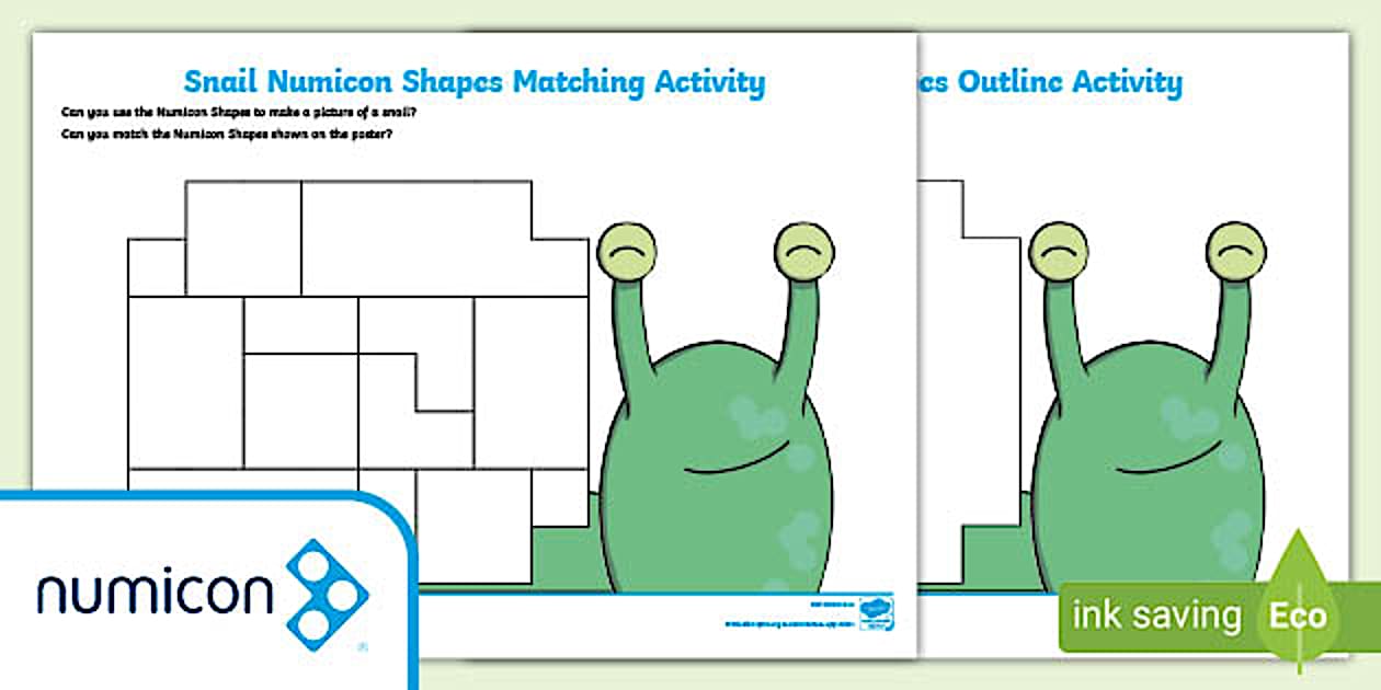 Snail Numicon Shape Outline and Matching Activity Pack