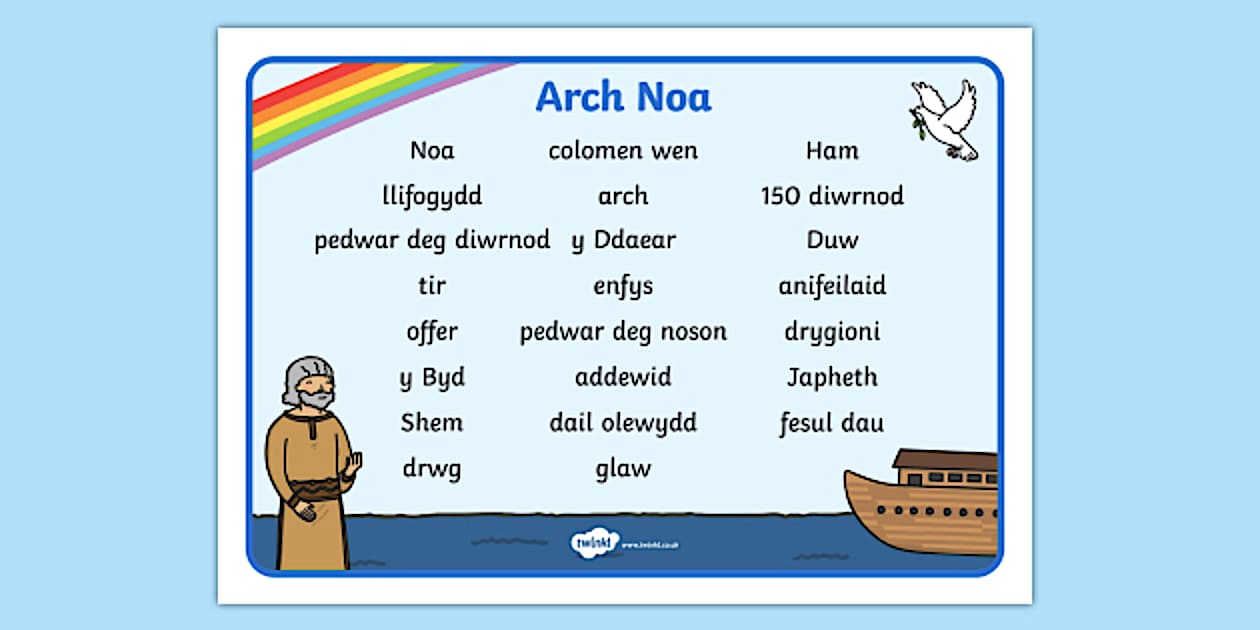 Noahs Ark Word Mat Images Welsh (teacher made) - Twinkl