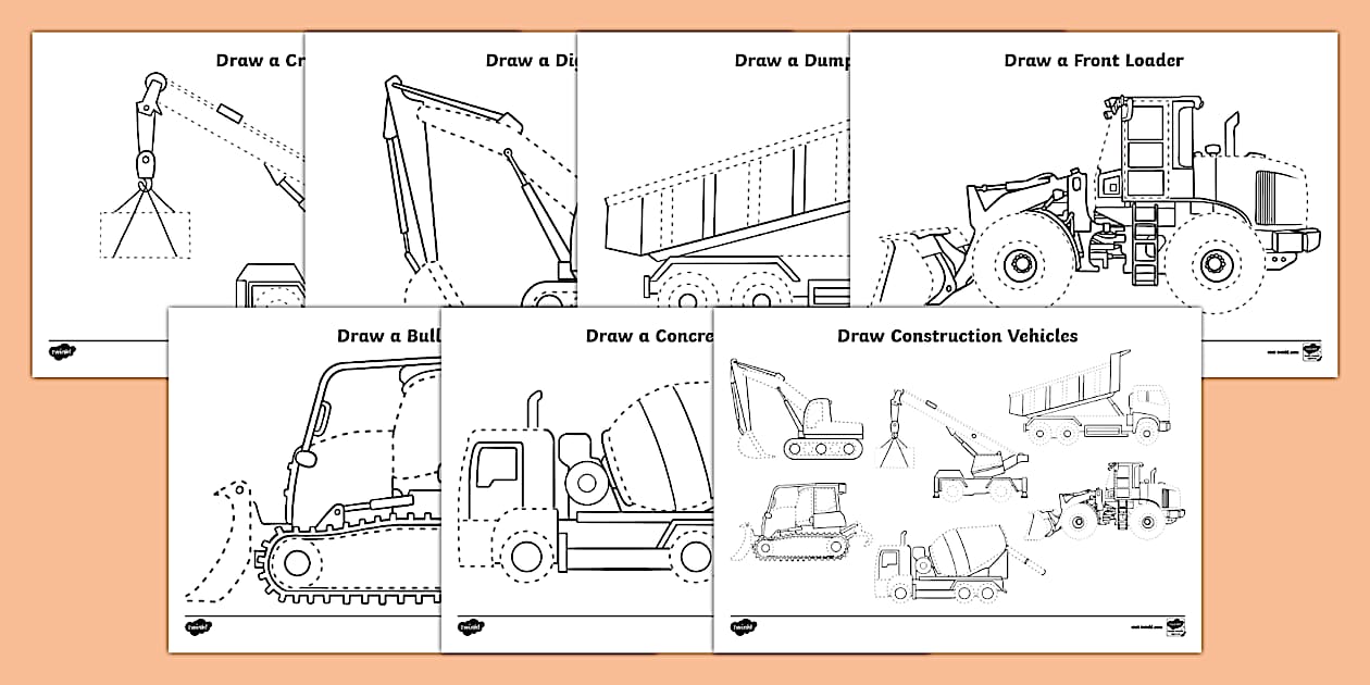 Draw a Construction Vehicle Pencil Control Activity Pack