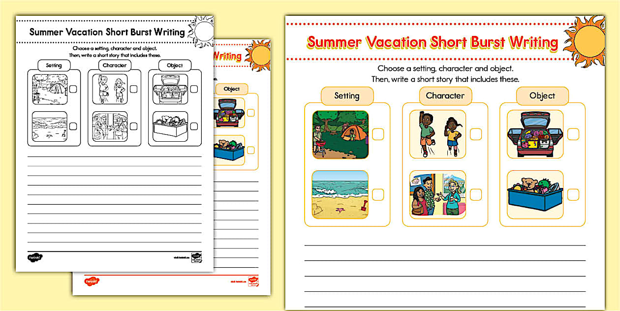 Summer Vacation Short Burst Writing Template