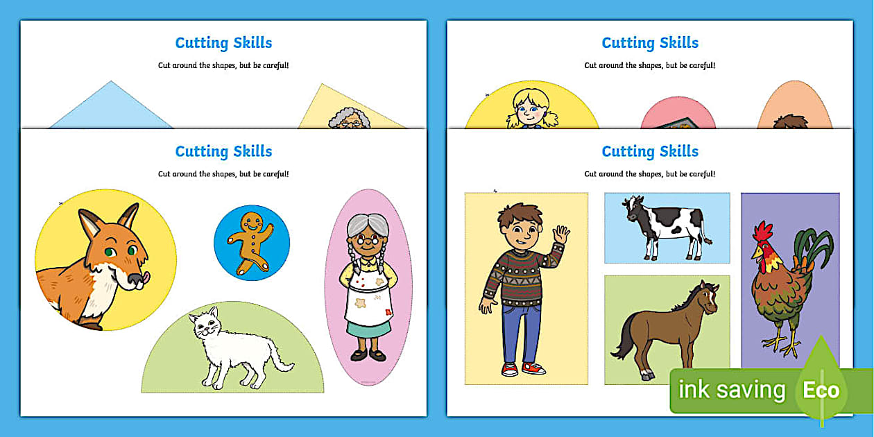 The Gingerbread Man Themed Cutting Skills Worksheets