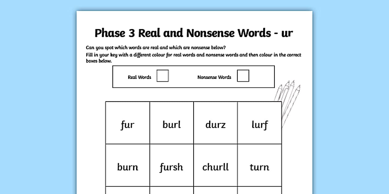 Phase 3 'ur' Sounds Colour by Phoneme Words Worksheet