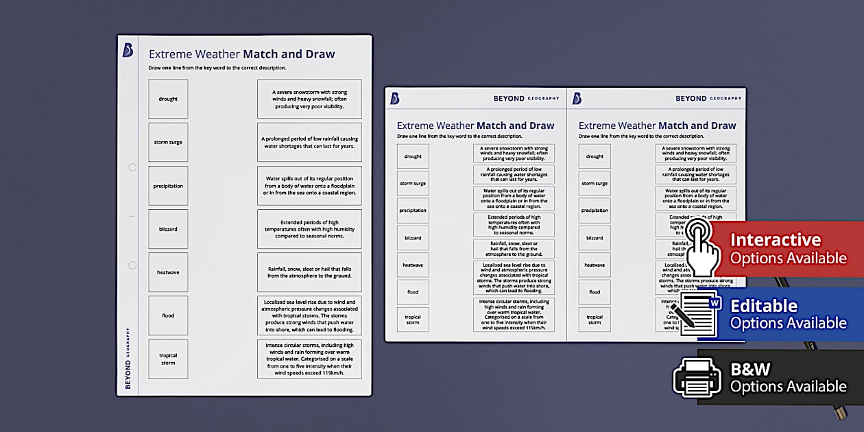 Extreme Weather Match and Draw (teacher made) - Twinkl