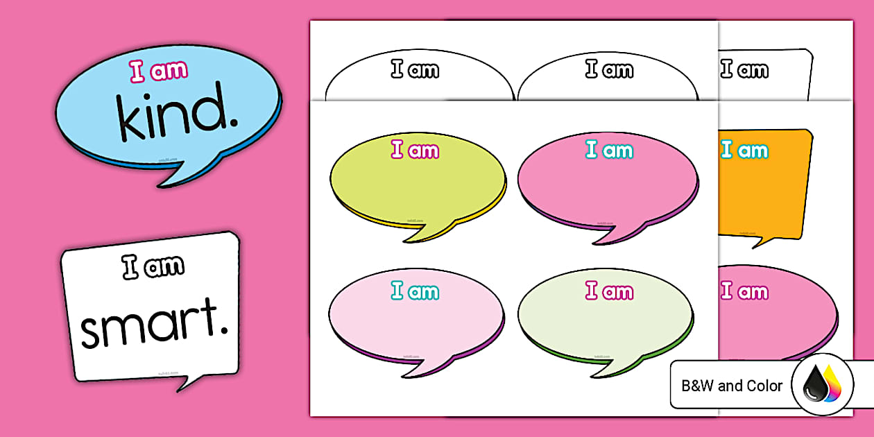 I Am ... Self-Affirmation Cutouts (Teacher-Made) - Twinkl