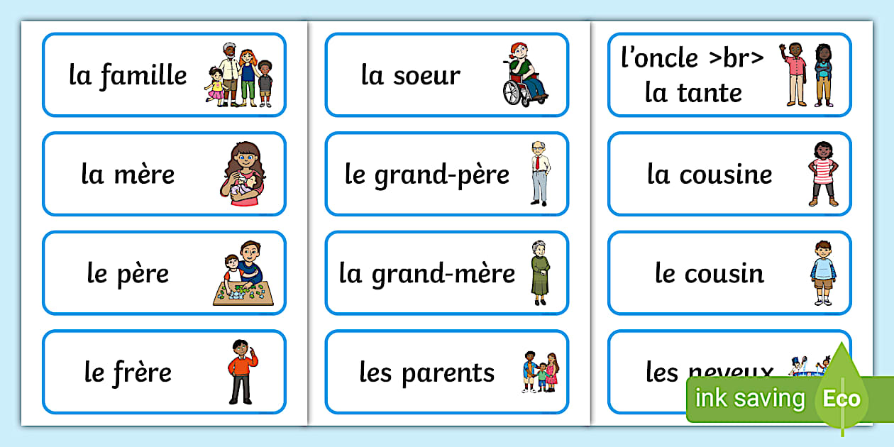 Family Members in French Vocabulary Cards | Twinkl Resources