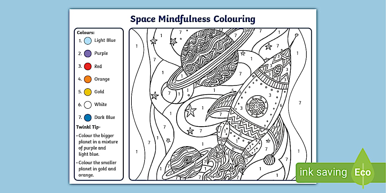 Space Colour by Number Mindfulness Colouring (teacher made)