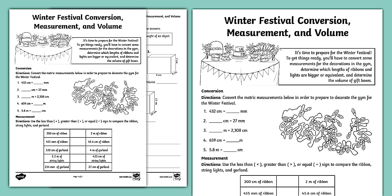 Fifth Grade Winter Festival Conversion, Measurement, Volume