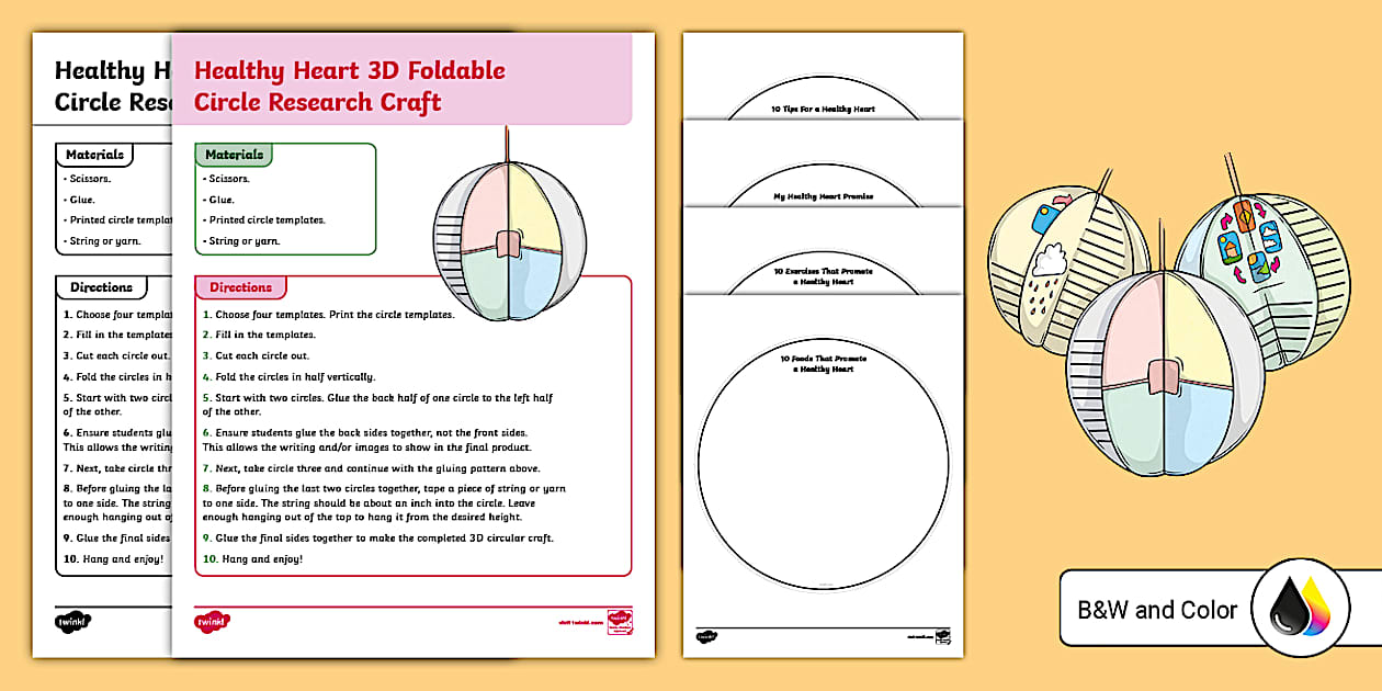 Healthy Heart 3D Foldable Circle Research Craft - Twinkl