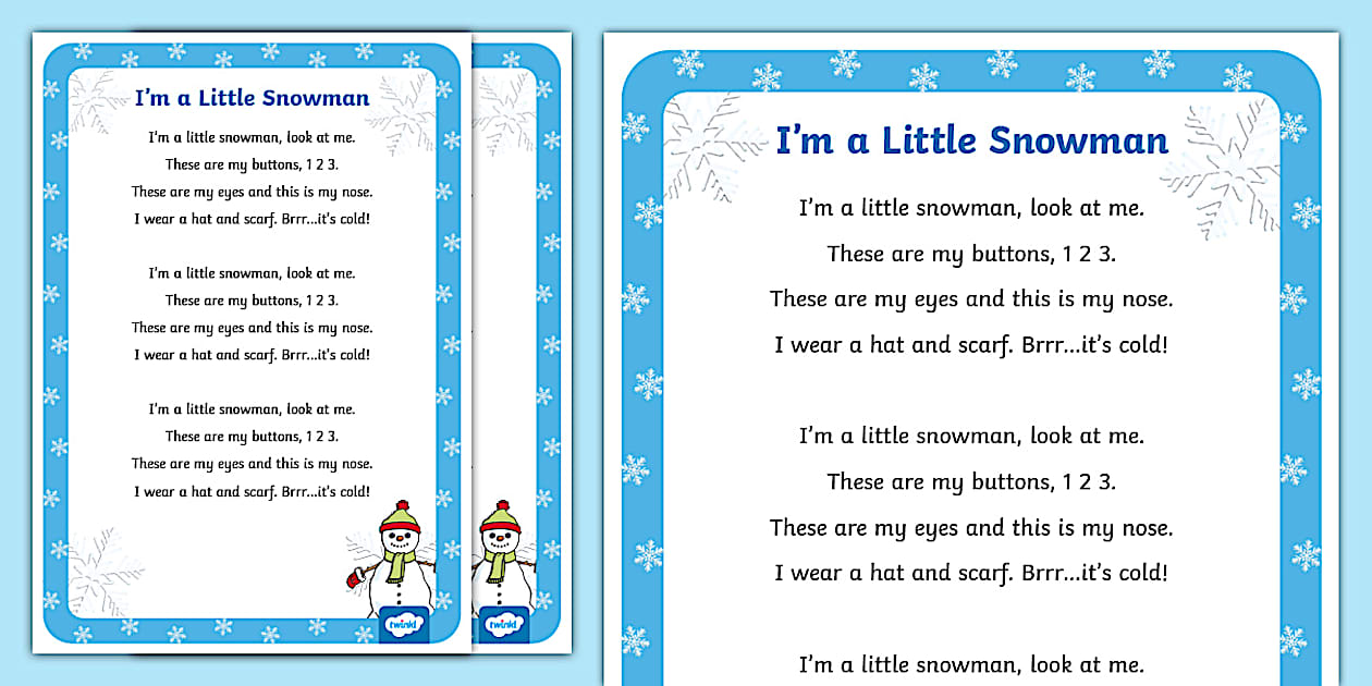 I'm a Little Snowman Rhyme (Teacher-Made) - Twinkl