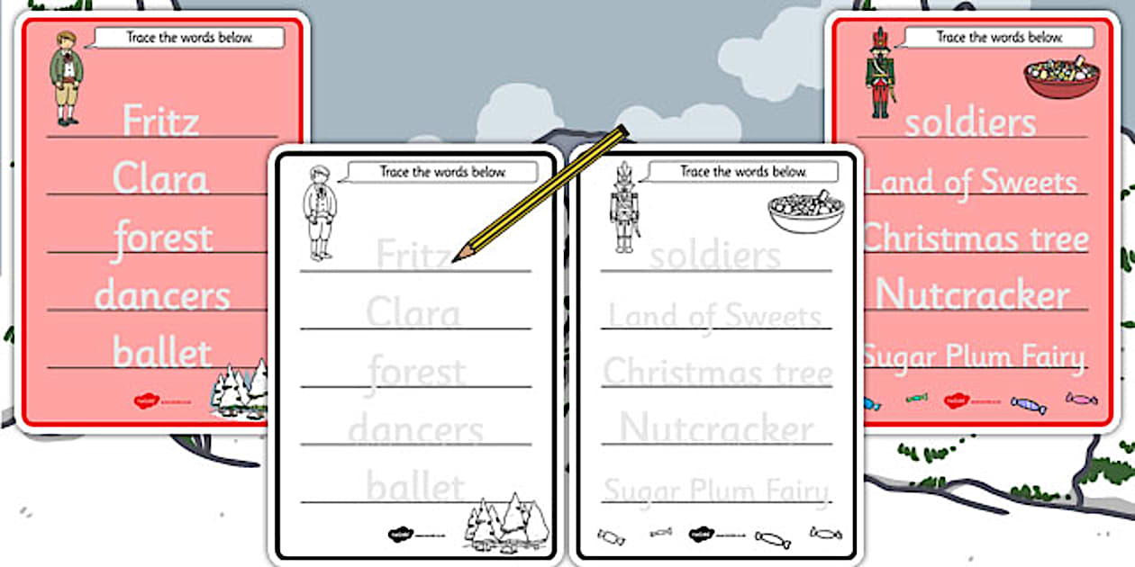 The Nutcracker Trace the Words Worksheets (teacher made)