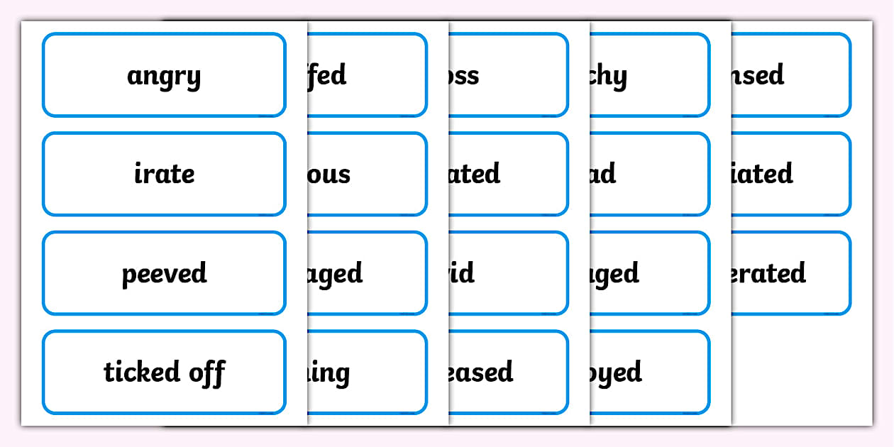Angry Synonyms - Synonyms & Antonyms Primary Resources