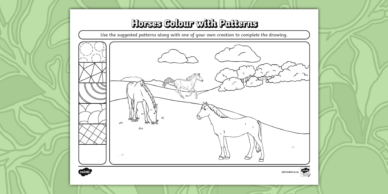 Horses Colour with Patterns Activity | Twinkl - Twinkl