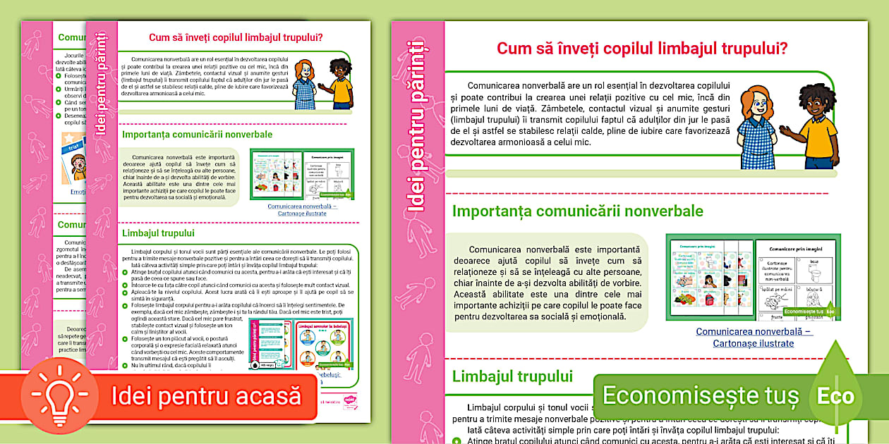 Învață limbajul trupului - Idei pentru părinți - Twinkl RO